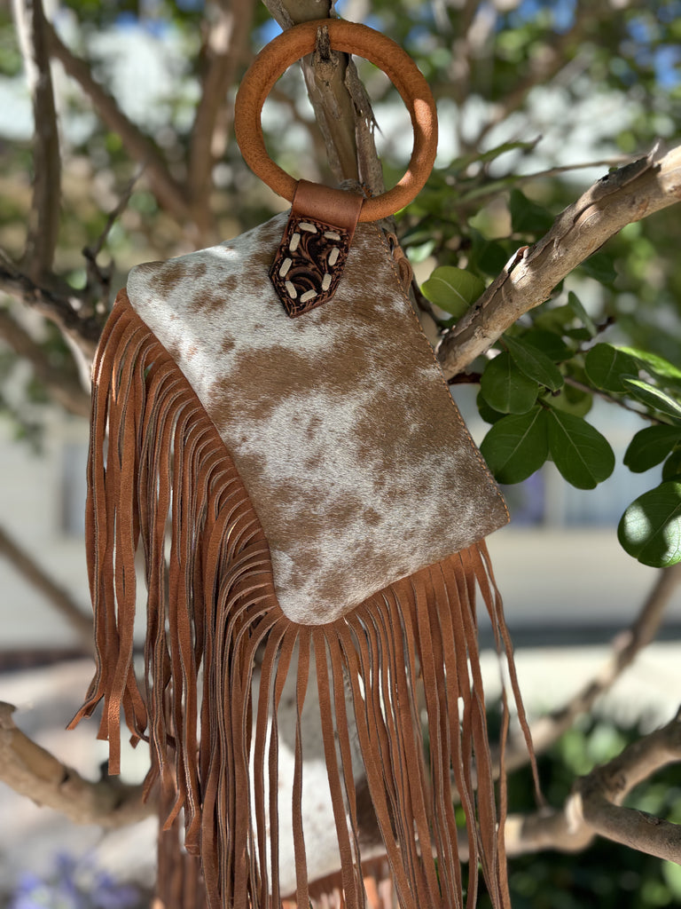 Trinity Ranch Genuine Hair-On Cowhide Ring Handle Wristlet Clutch Bag ...