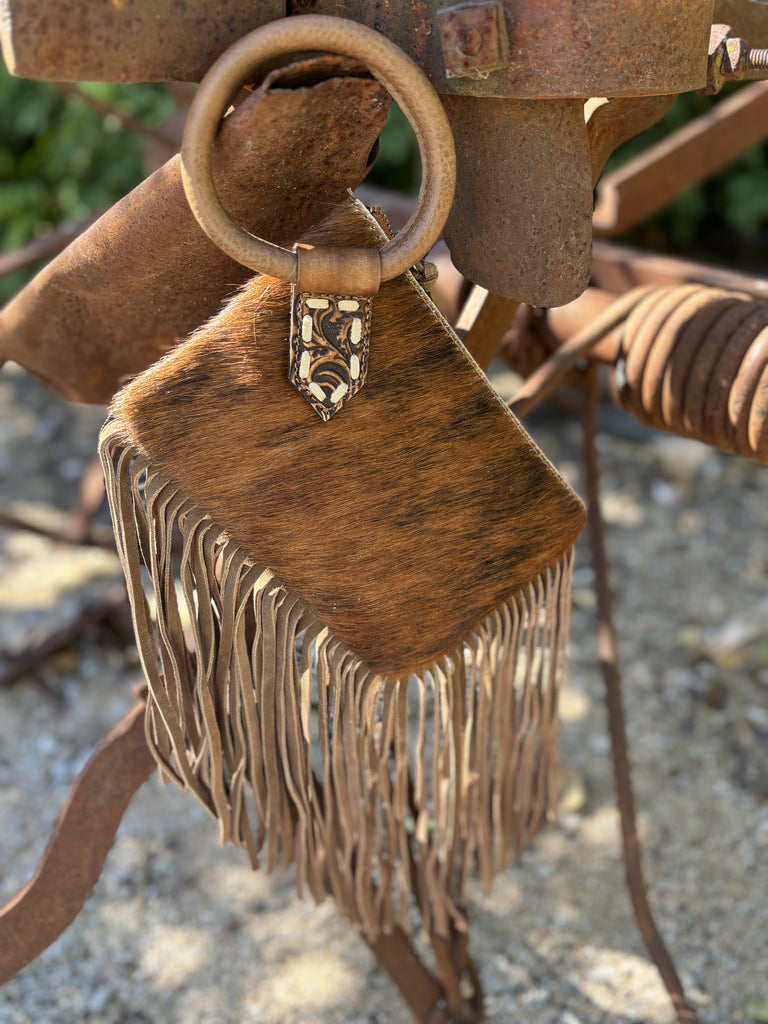 Trinity Ranch Genuine Hair-On Cowhide Ring Handle Wristlet Clutch Bag ...