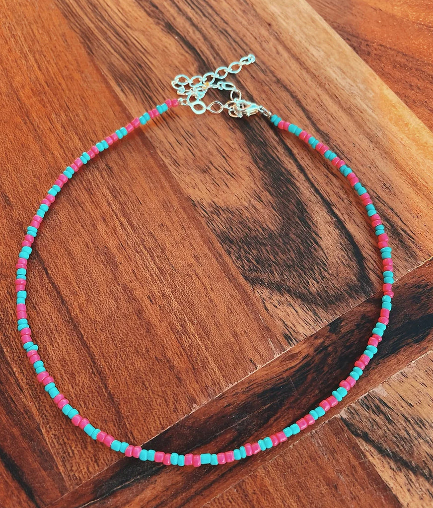 Treasure Chest Co - Turquoise + Pink Check Choker – RUSTIC LACE