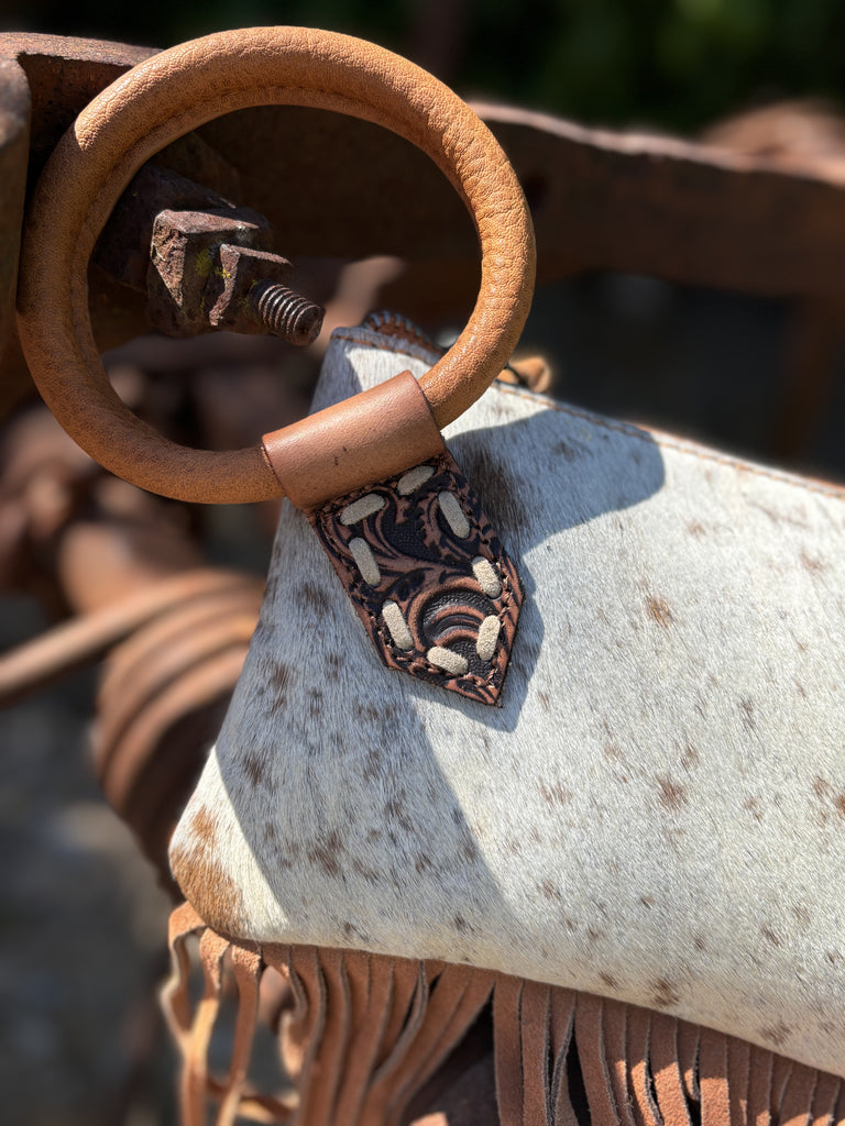 Trinity Ranch Genuine Hair-On Cowhide Ring Handle Wristlet Clutch Bag ...