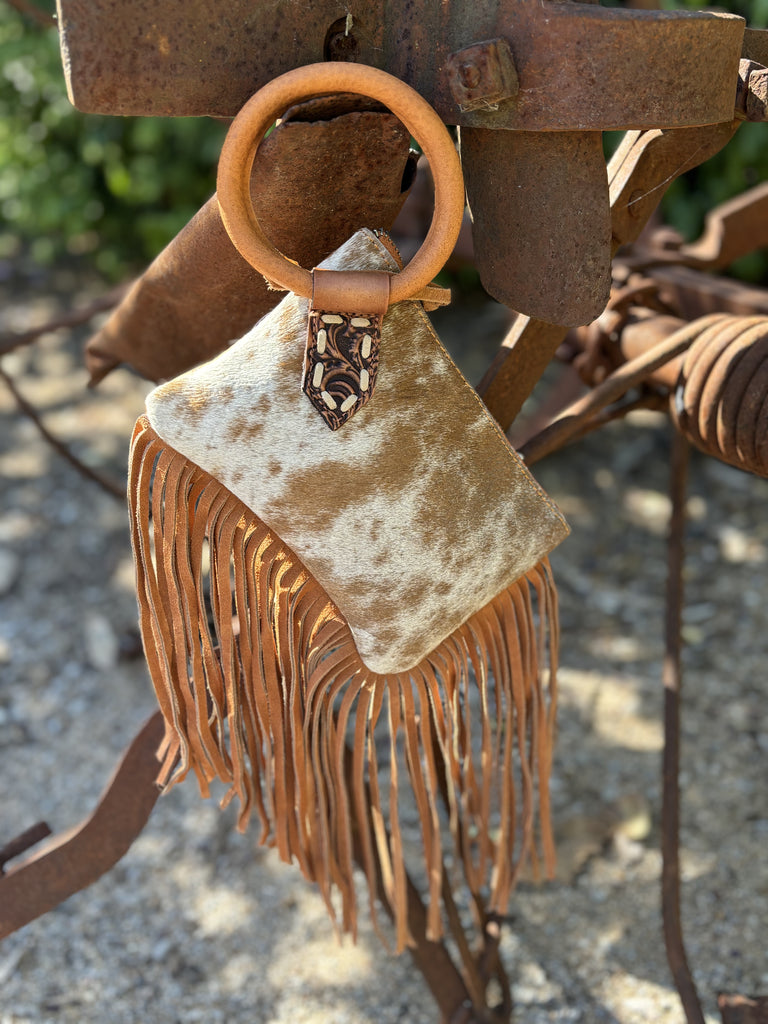 Trinity Ranch Genuine Hair-On Cowhide Ring Handle Wristlet Clutch Bag ...
