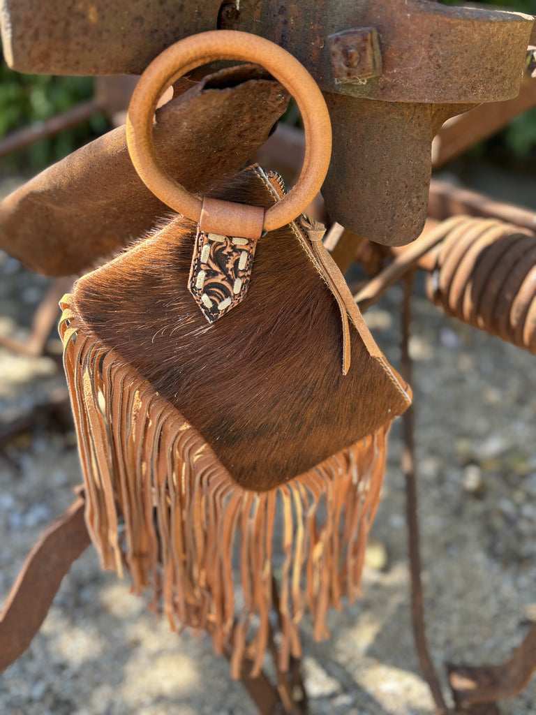 Trinity Ranch Genuine Hair-On Cowhide Ring Handle Wristlet Clutch Bag ...